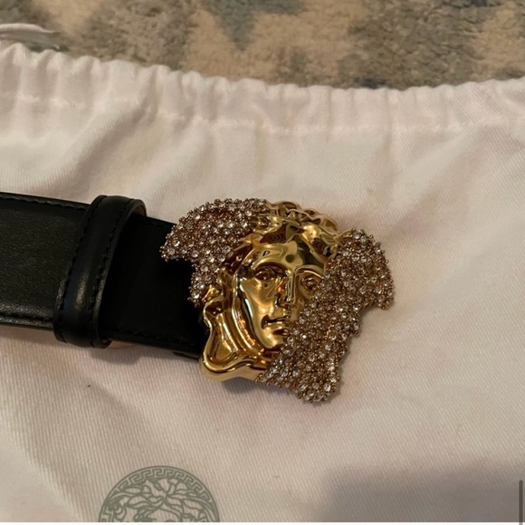 Versace | Accessories | Versace Crystal La Medusa Leather Belt | Poshmark